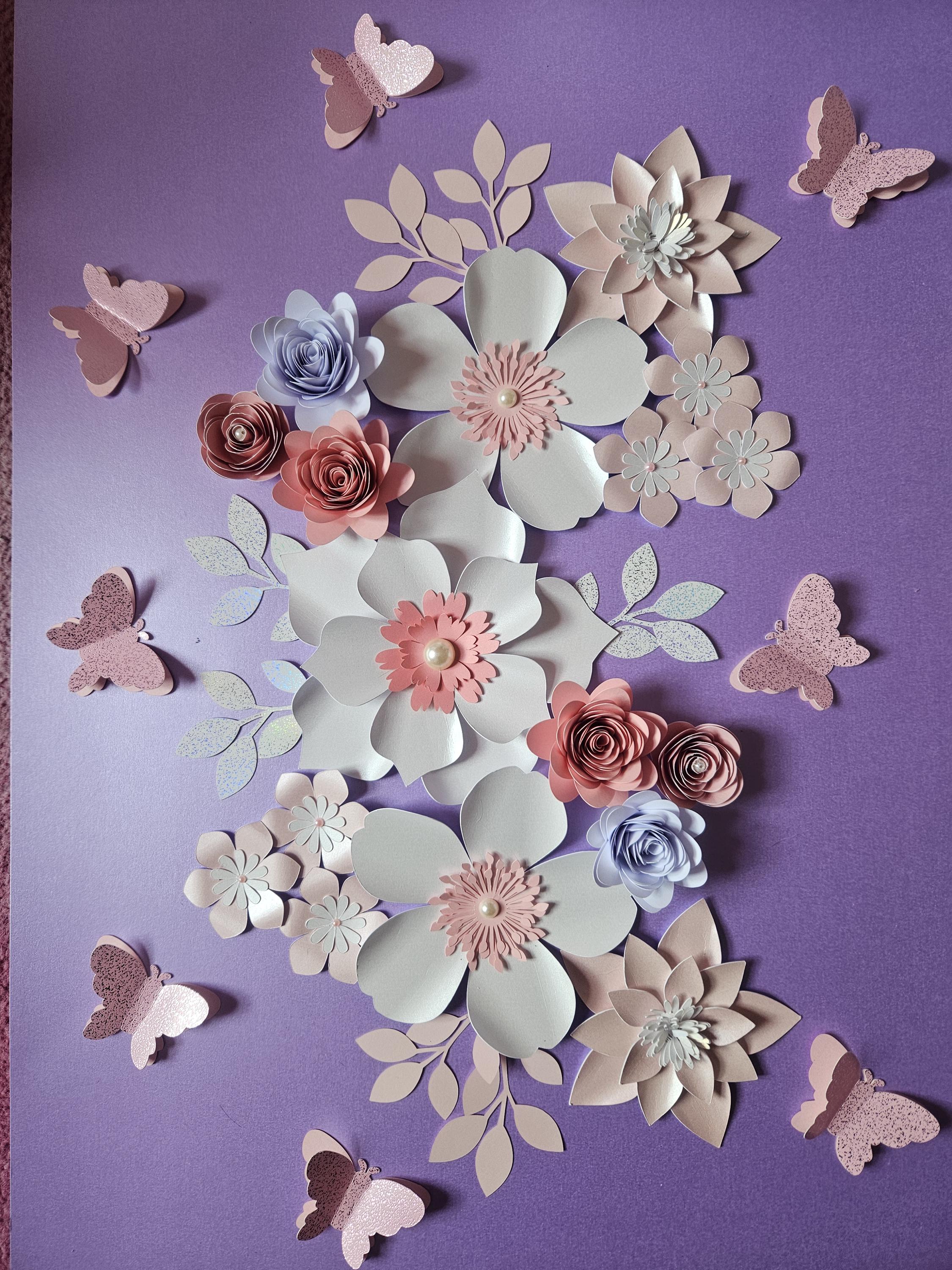 3D Paper Flower Wall Art Set: Nursery Decor (70x40cm) - Etsy