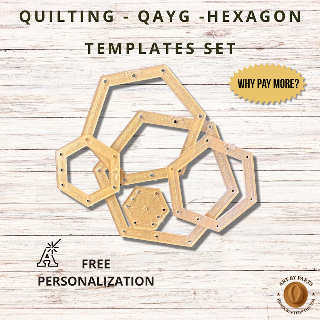 Hexagon Template Set – Laser Cut Acrylic Quilting Rulers for QAYG and ...