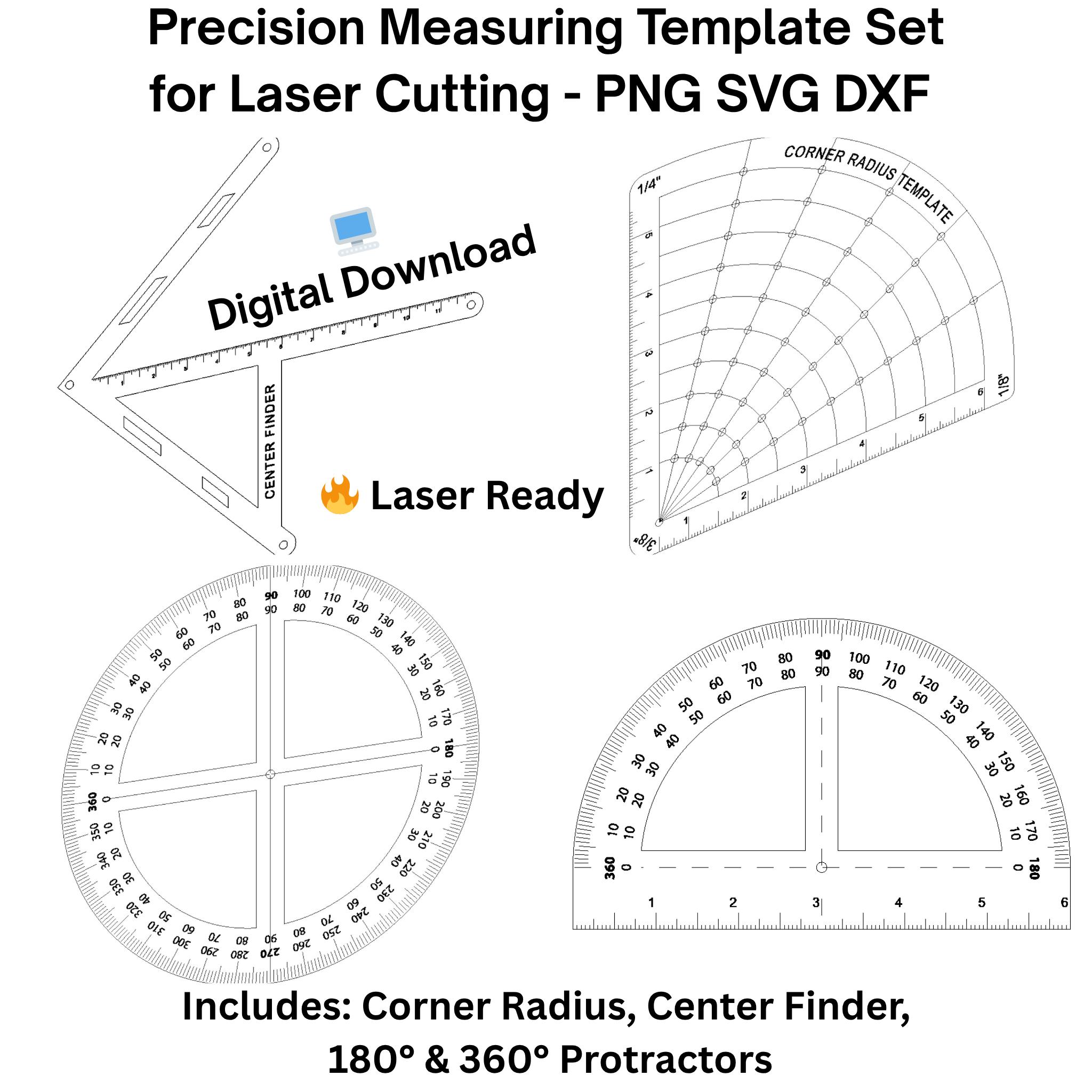 Laser Cut Protractor Template: 360, 180, Center Finder (digital ...