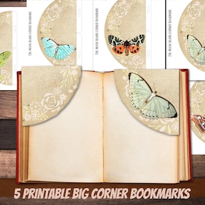 5 PRINTABLE Vintage Butterfly Corner Digital Bookmark Bundle Junk ...