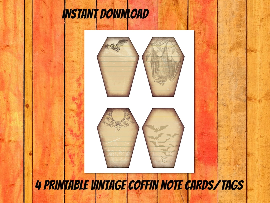 PRINTABLE Vintage Coffin Digital Memo Cards Sheet Halloween to Do List ...