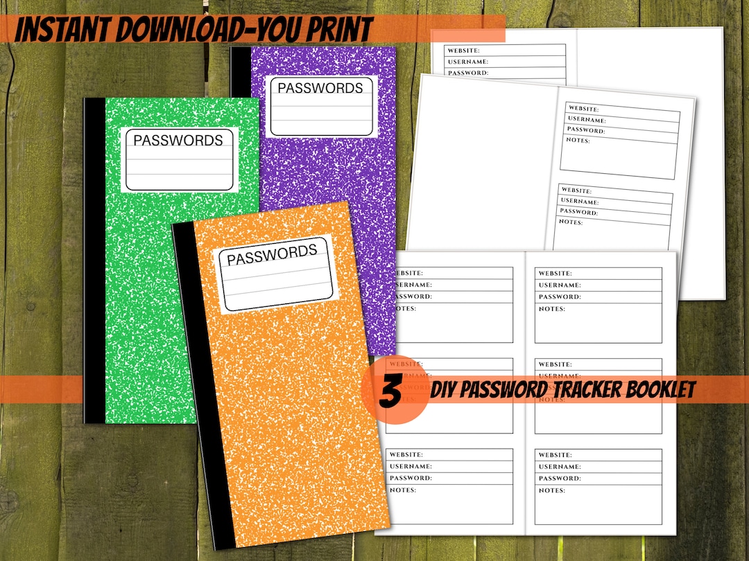 3 PRINTABLE Password Keeper Book Bundle-password Booklet Retro Colors ...