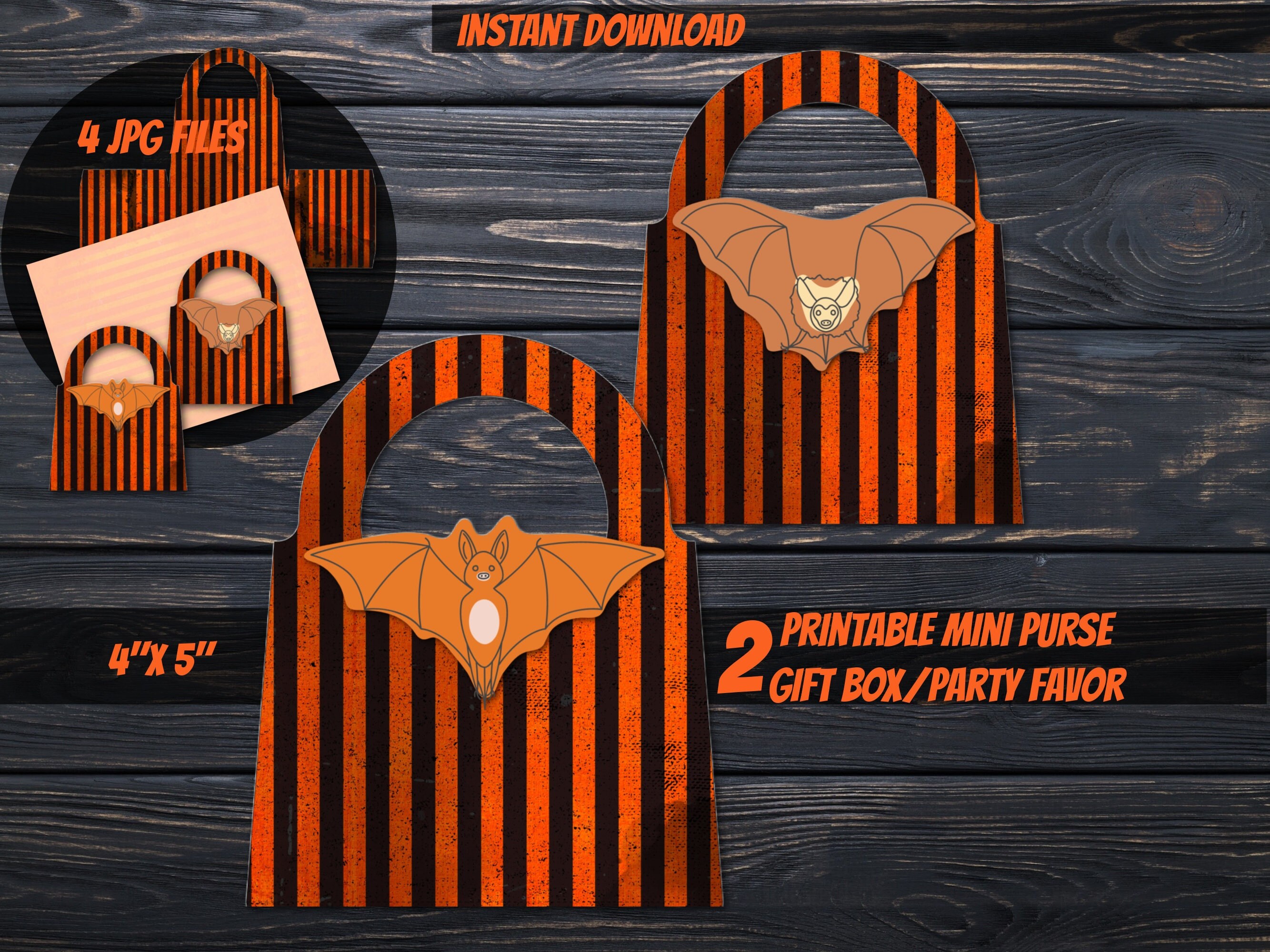 PRINTABLE Small Striped Gift Box DIY Gift Bag Party Favor Halloween ...