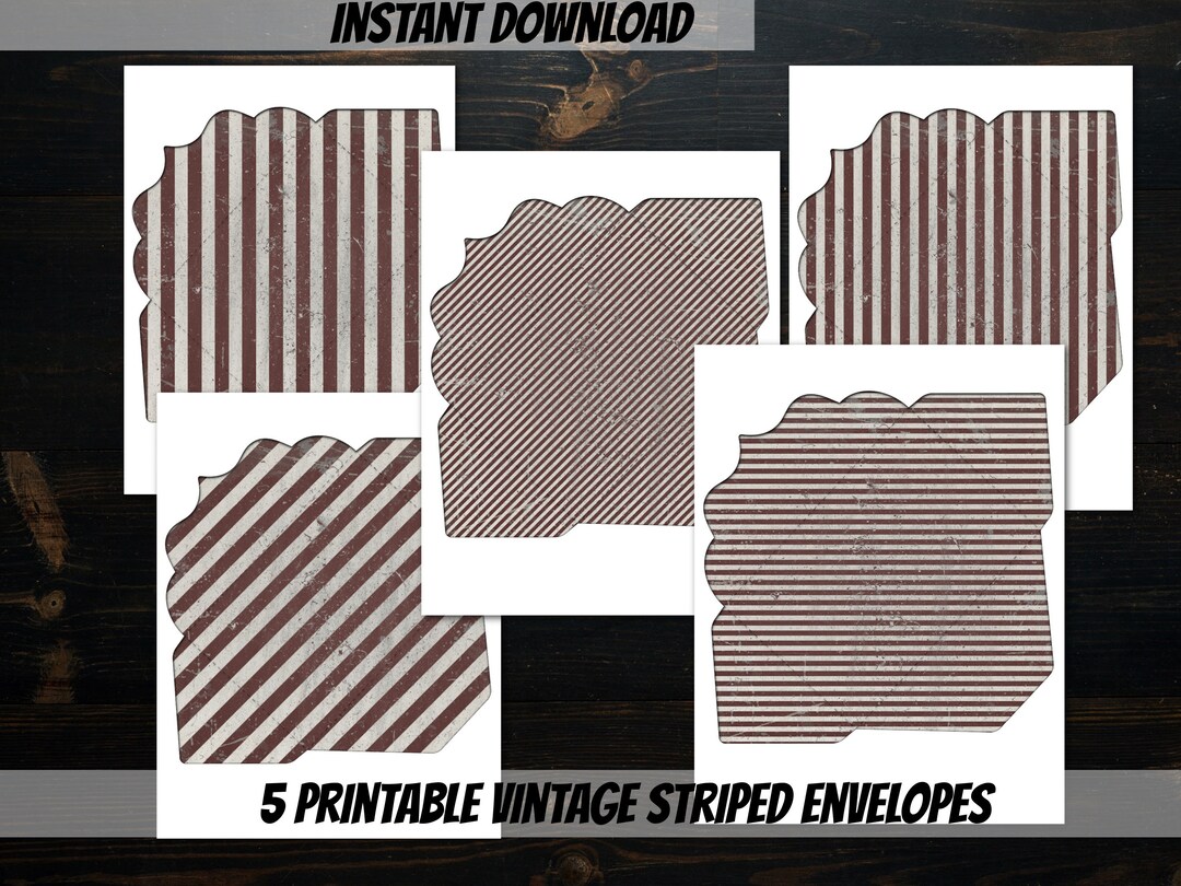 4x6 PRINTABLE Vintage Striped Envelopes Bundle-junk Journal Printable ...