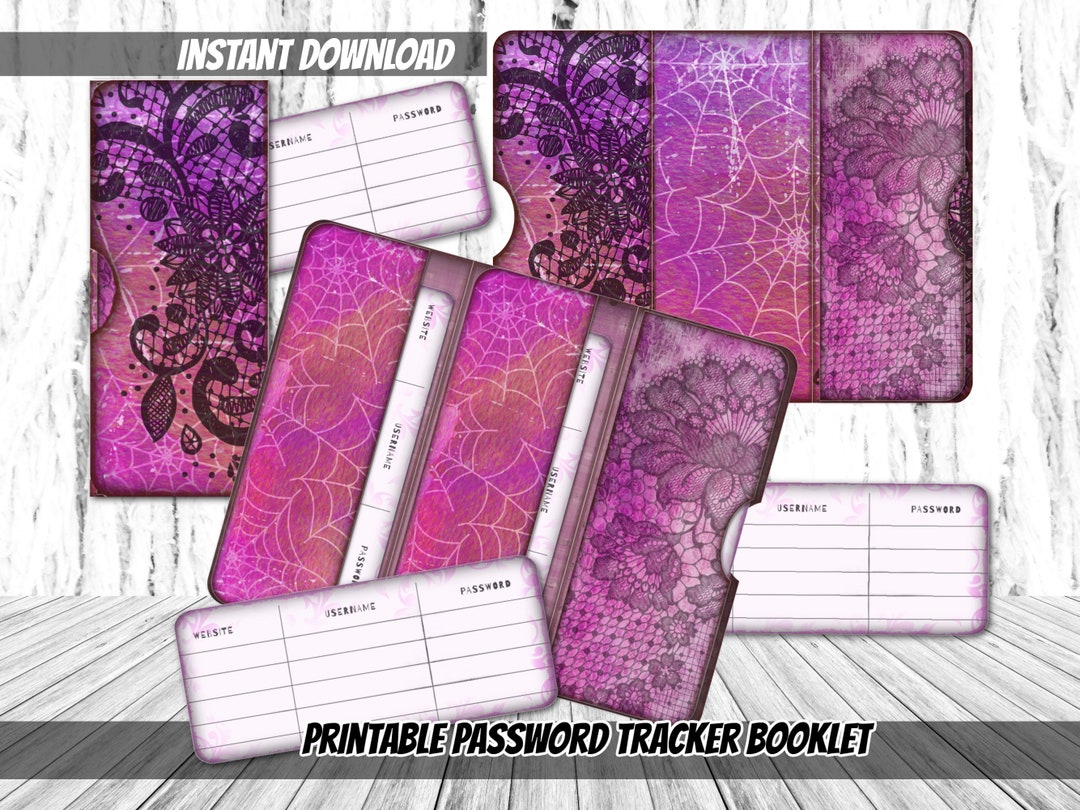 PRINTABLE Password Tracker Folio Password Keeper Download Vintage Pink ...