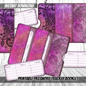 PRINTABLE Password Tracker Folio Password Keeper Download Vintage Pink ...