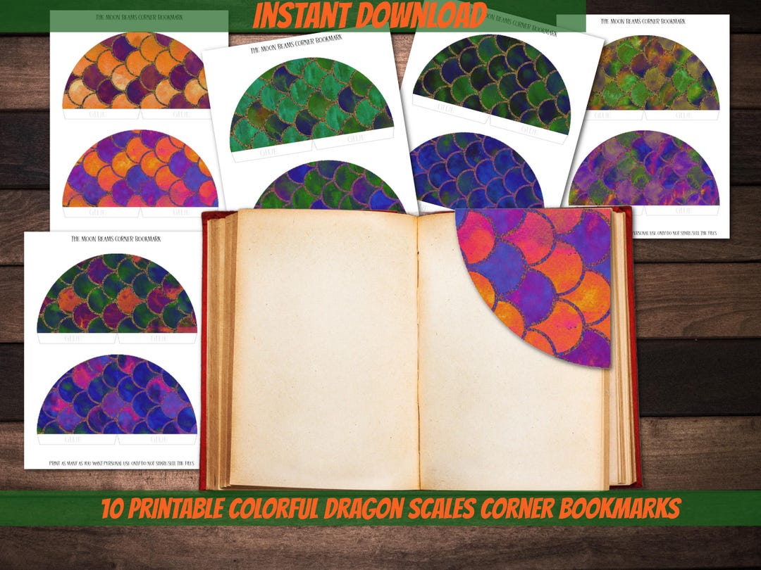 PRINTABLE Dragon Scales Corner Digital Bookmark Bundle Junk Journal ...