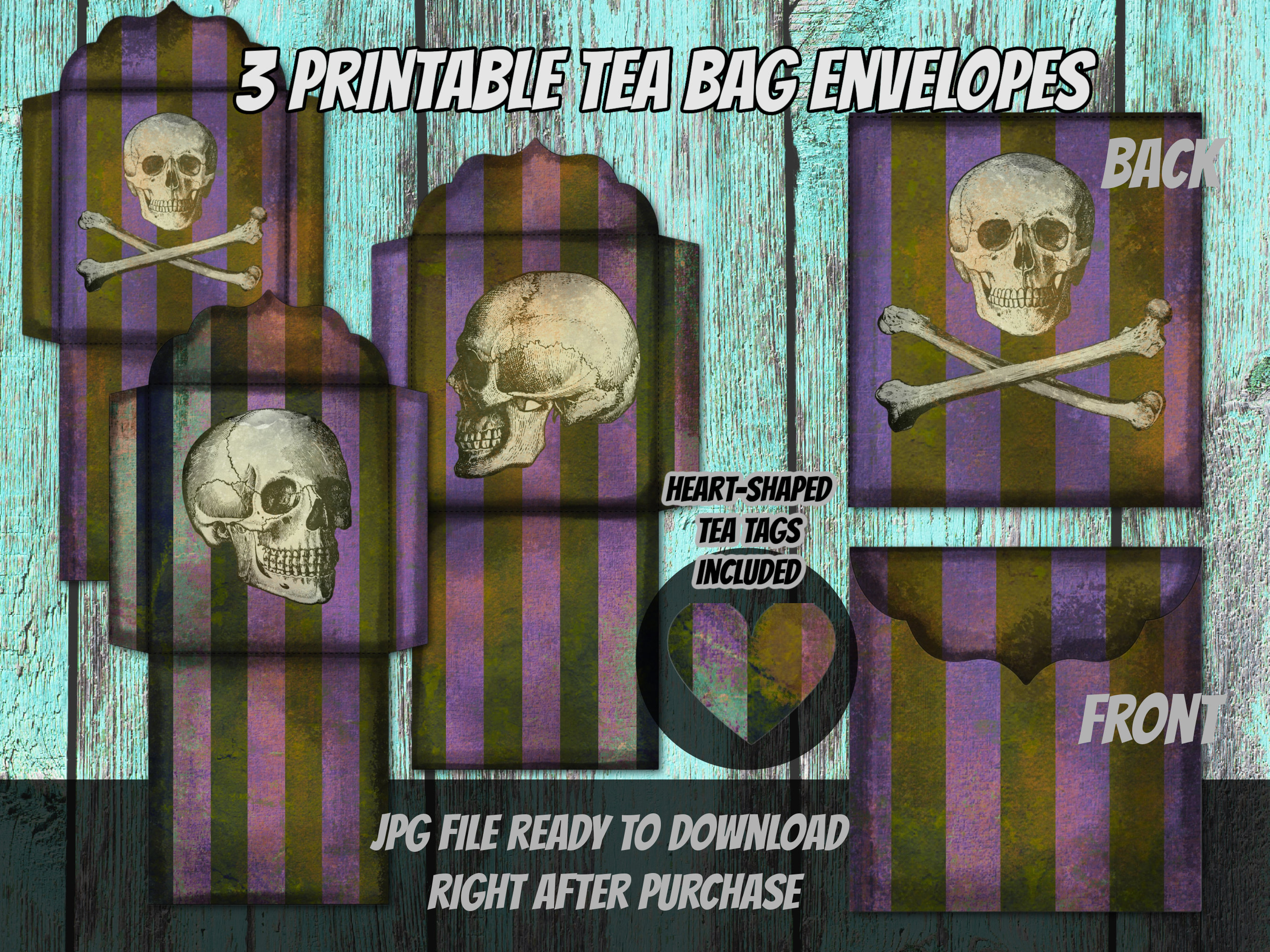 PRINTABLE Vintage Halloween Tea Bag Envelopes and Tags-digital Download ...