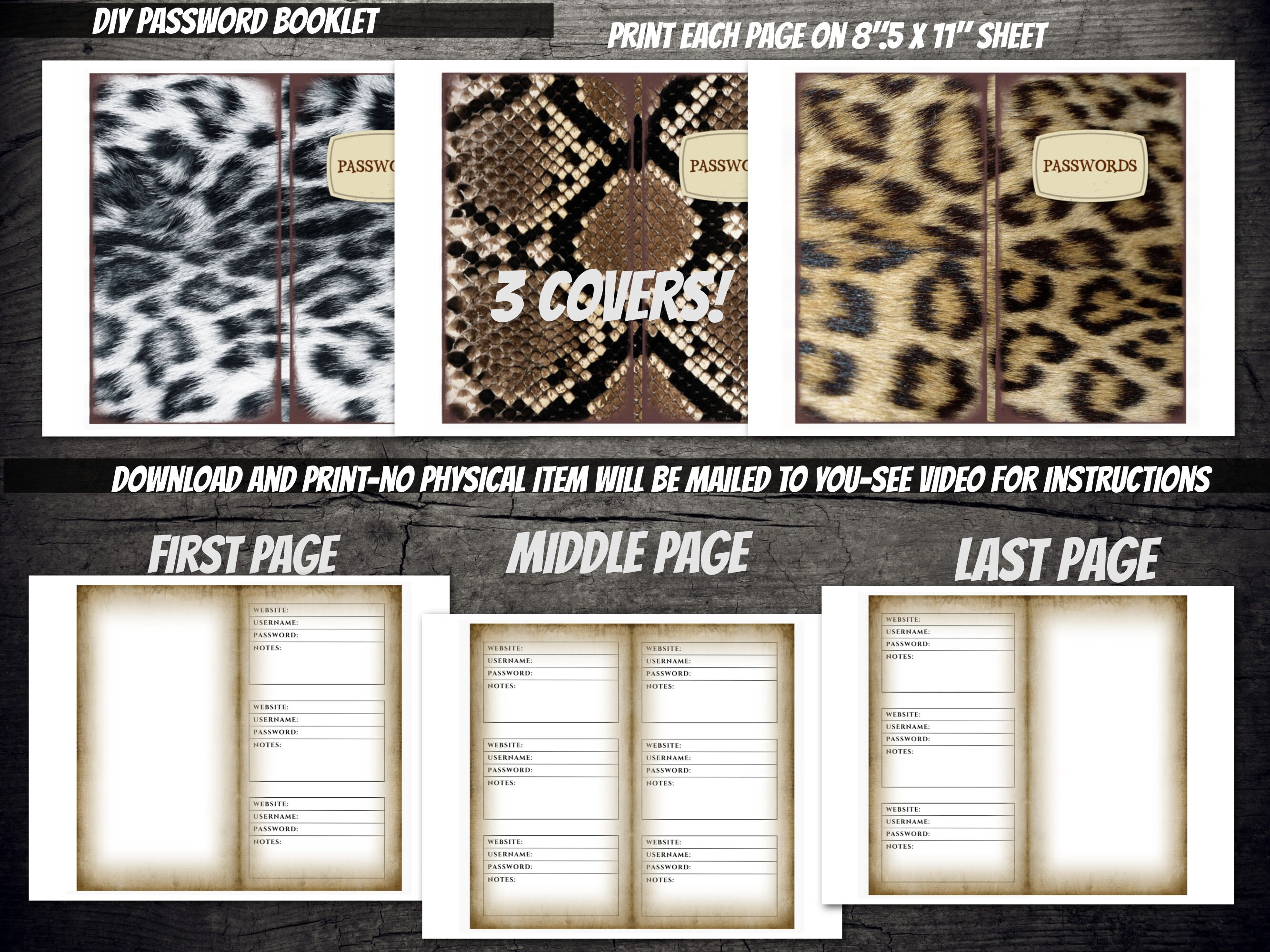 Printable Password Tracker Booklet Bundle Safari Themed Traveler ...
