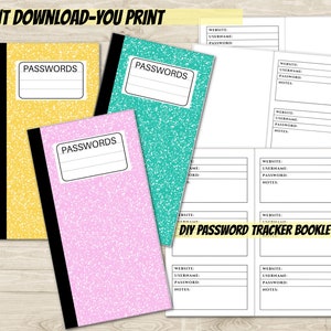 3 Password Tracker Bundle-password Booklet Retro Colorstraveler ...