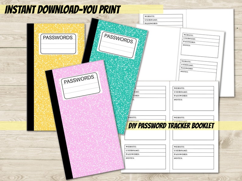 3 Password Tracker Bundle-password Booklet Retro Colorstraveler ...