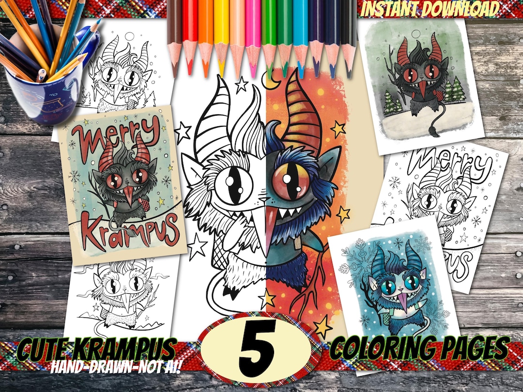 PRINTABLE Cute Krampus Coloring Page Bundle Digital File Only Original ...