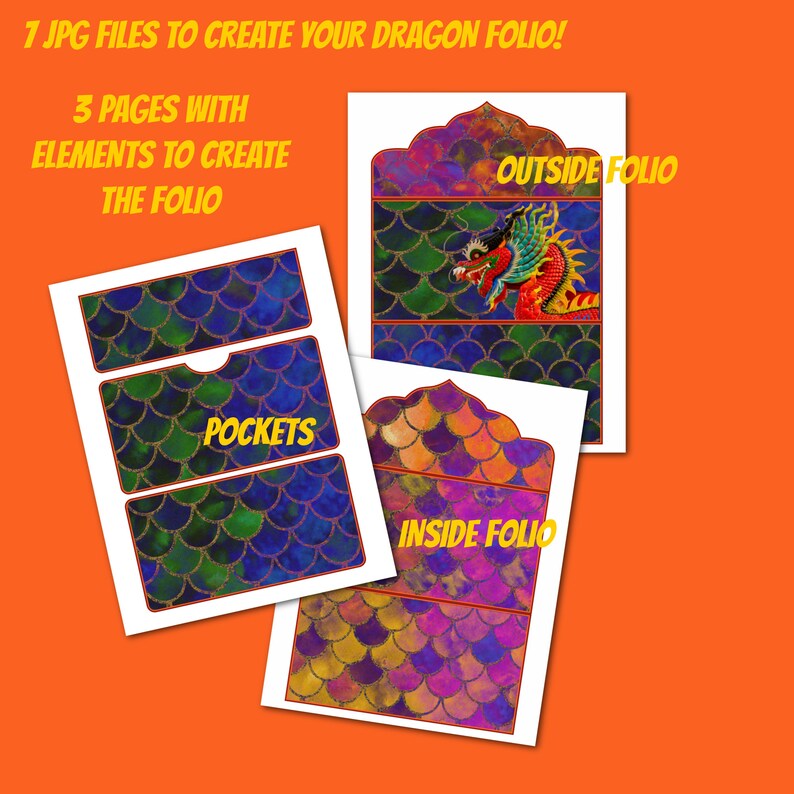 Printable Dragon Folio Kit Oriental Dragon Scales Colorful Folio Insert ...
