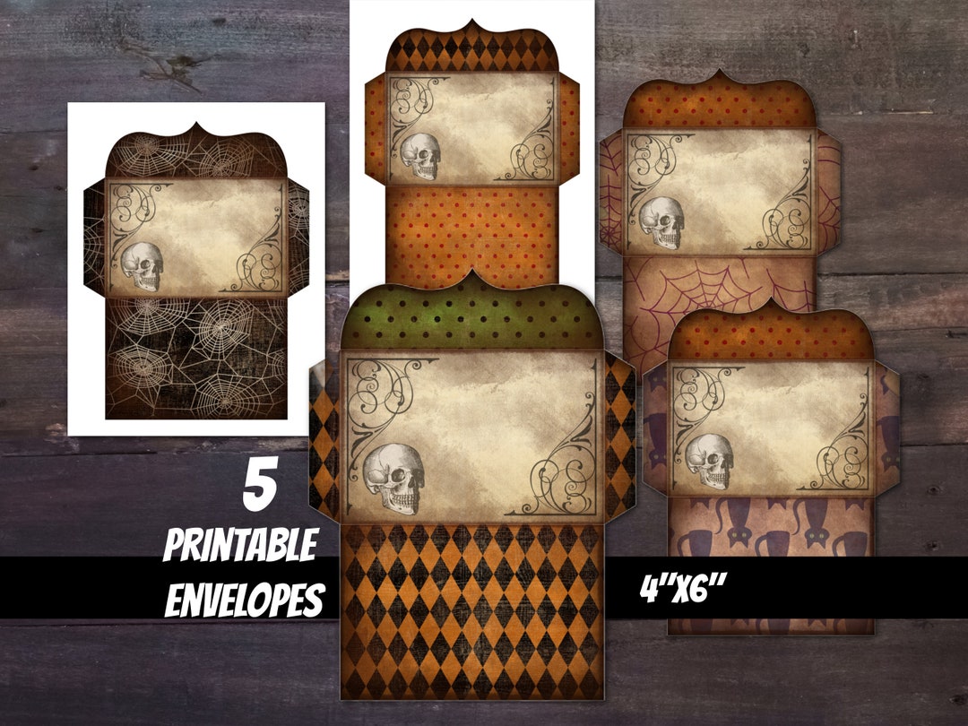 4"x6"printable Grungy Vintage Skull Envelopes Bundle Junk Journal Card ...