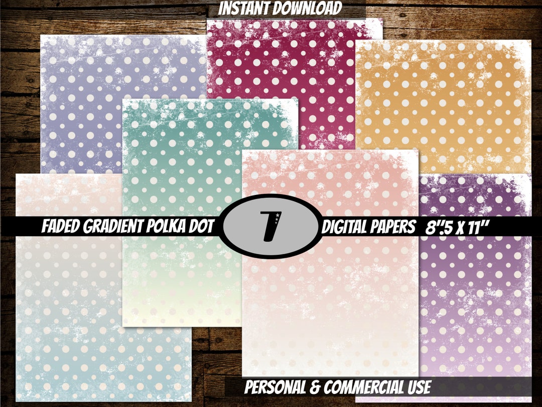 Faded Vintage White Polka Dot Digital Papers Junk Journal Card Making ...