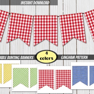 PRINTABLE Gingham Bunting Banner Digital Download Party Garland-diy ...