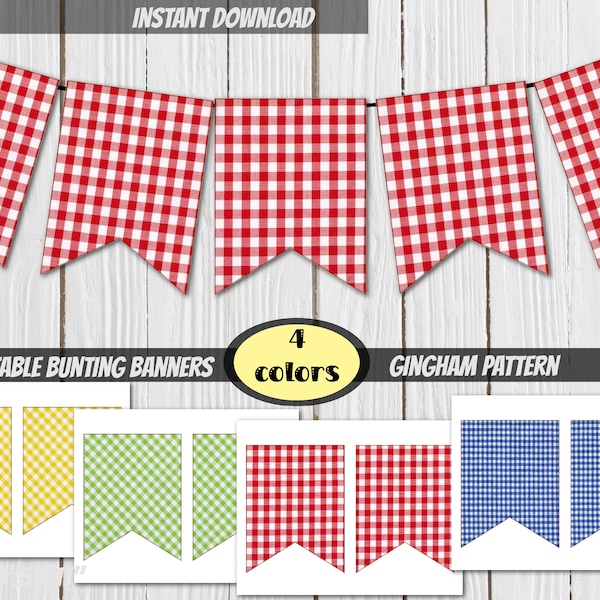 Gingham Bunting - Etsy