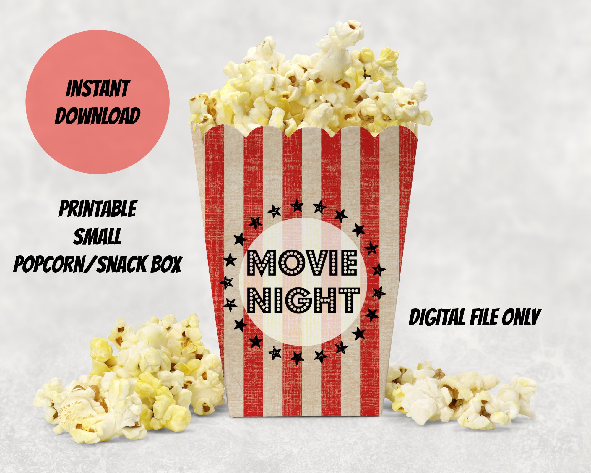 PRINTABLE Small Popcorn Box-movies Night-printable Snack Box-small ...
