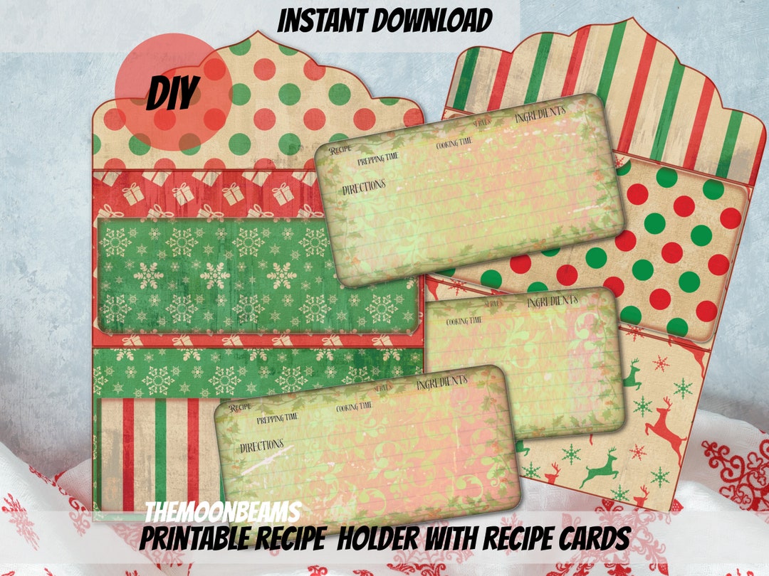 PRINTABLE Vintage Christmas Recipe Folder With Recipe Cards-vintage ...