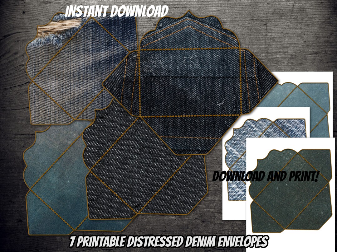 4x6 PRINTABLE Distressed Denim Envelopes for Junk Journal Scrapbooking ...