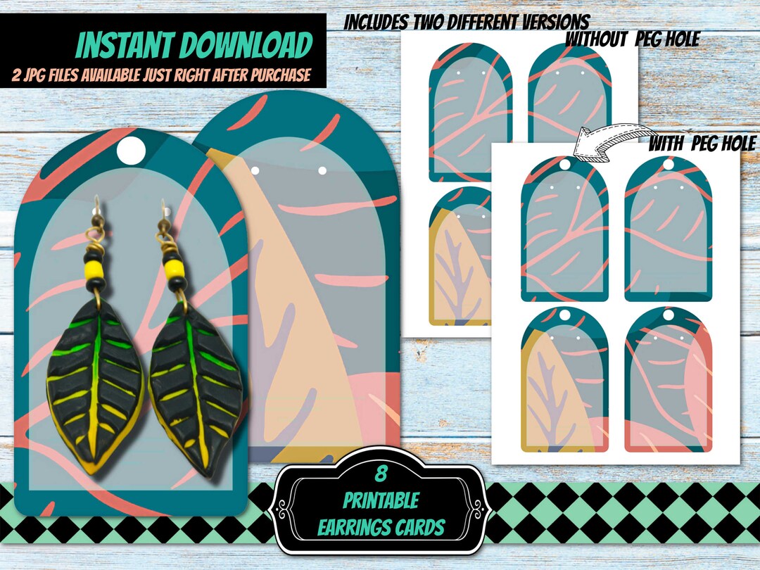 Printable Display Cards-abstract Earring Display Cards-printable Card ...