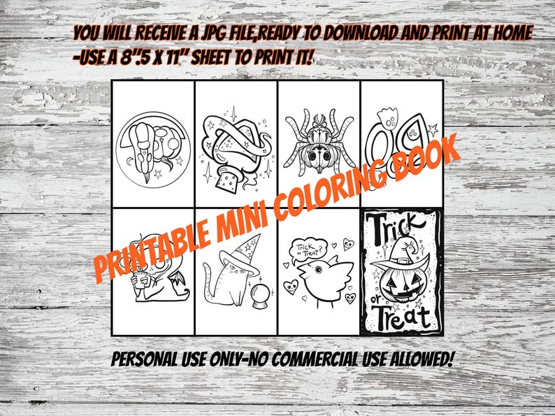 Printable Mini Coloring Book Trick or Treat Printable Diy Mini Coloring ...