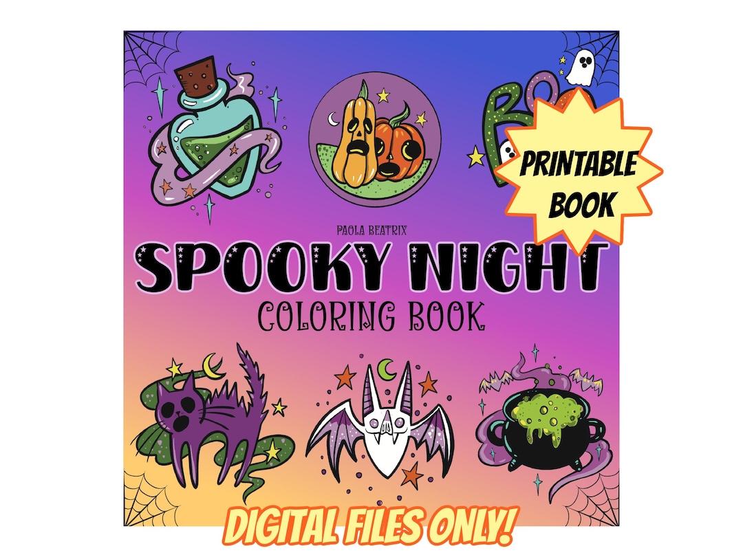 PRINTABLE Spooky Night Coloring Book for All Ages-bold and Easy Digital ...