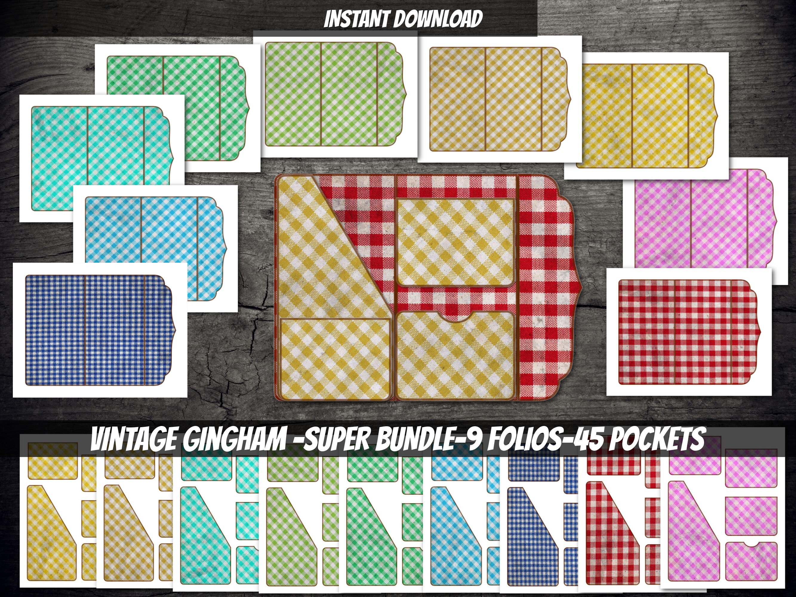 SUPER BUNDLE Printable Vintage Folios Grungy Gingham Junk Journal ...