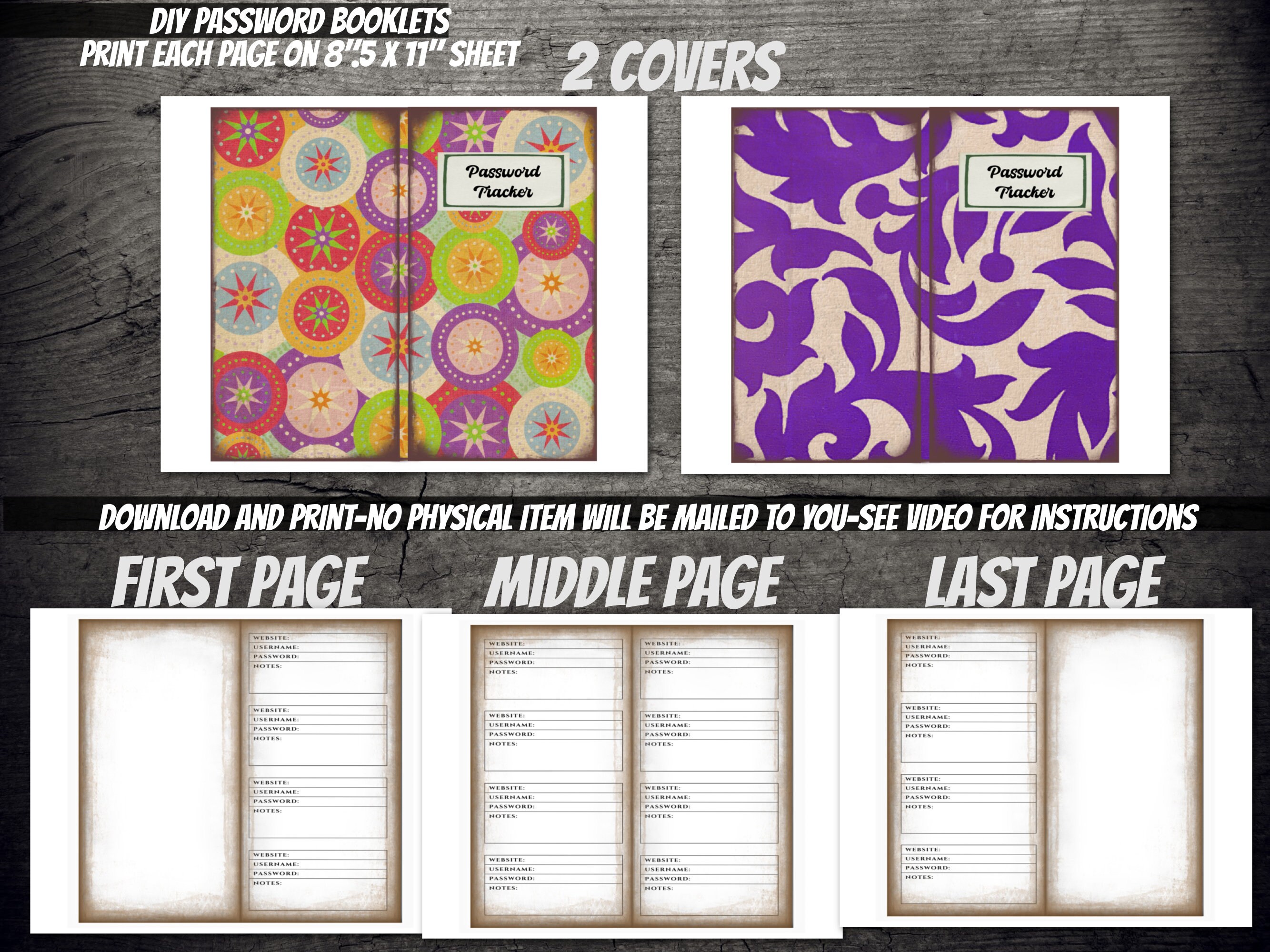 PRINTABLE Retro Password Tracker Booklet-vintage Traveler Notebook ...