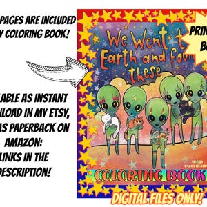7 Digital Coloring Pages ALIENS Printable Hand Drawn Coloring Sheet ...