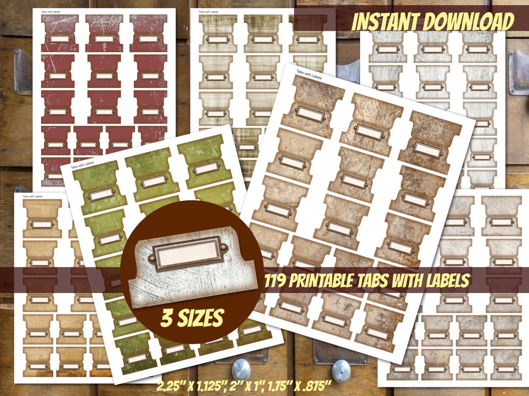 PRINTABLE Grungy Old Papers Tabs With Labels Vintage Junk Journal ...