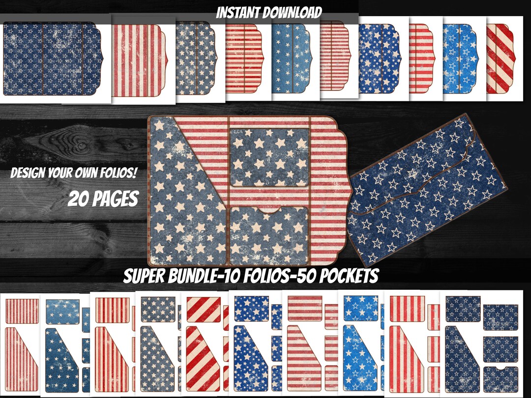 SUPER Bundle-printable Vintage American Flag Junk Journal Folio Bundle ...