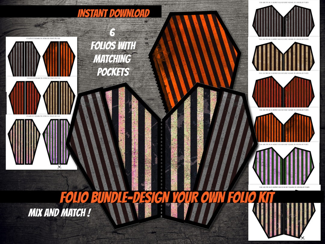 PRINTABLE Coffin Junk Journal Folio Grungy Striped Junk Journal Folder ...
