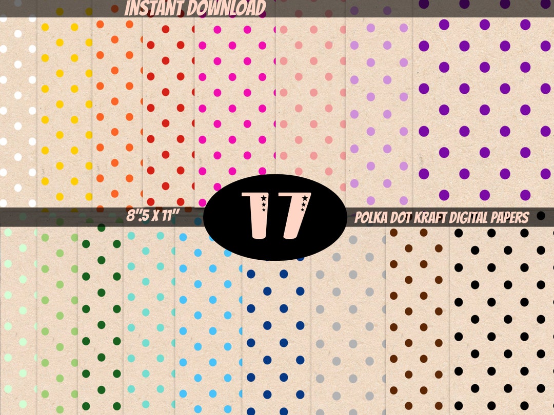 Printable Polka Dot Kraft Paper Digital Textures for Background Collage ...