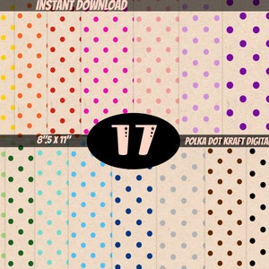 Printable Polka Dot Kraft Paper Digital Textures for Background Collage ...