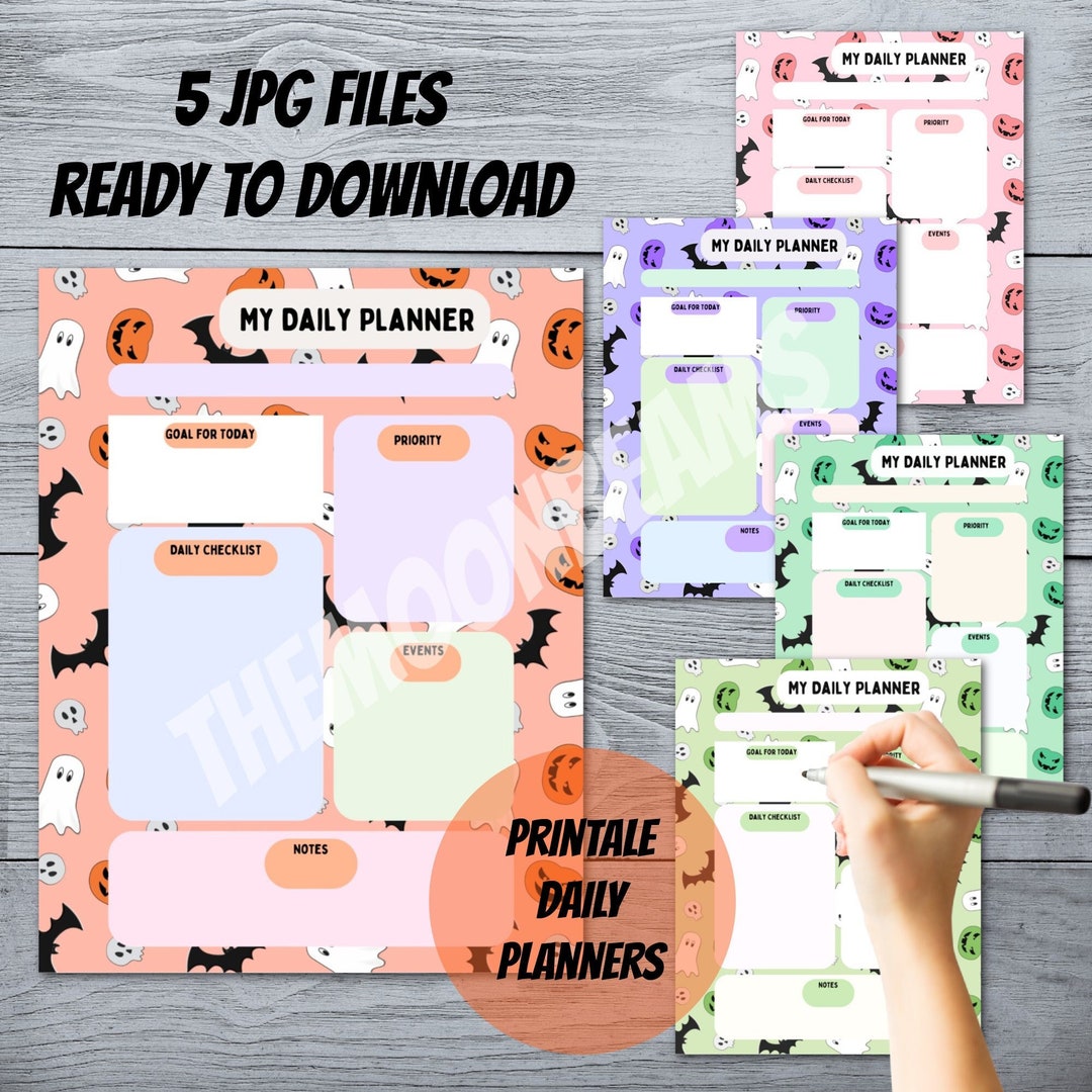 5 PRINTABLE Daily Spooky Planner-digital Download-printable - Etsy