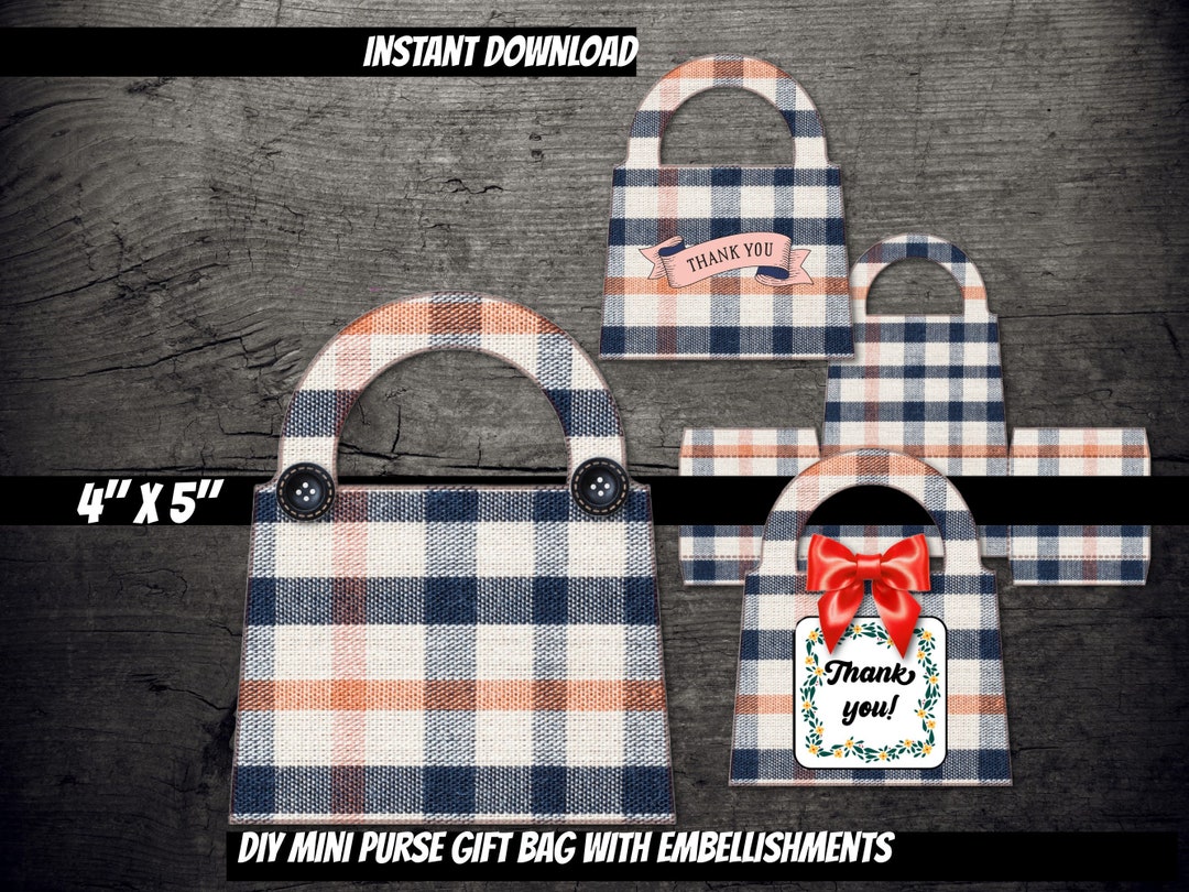 PRINTABLE Small Plaid Gift Box DIY Gift Bag Party Favor Baby Shower ...