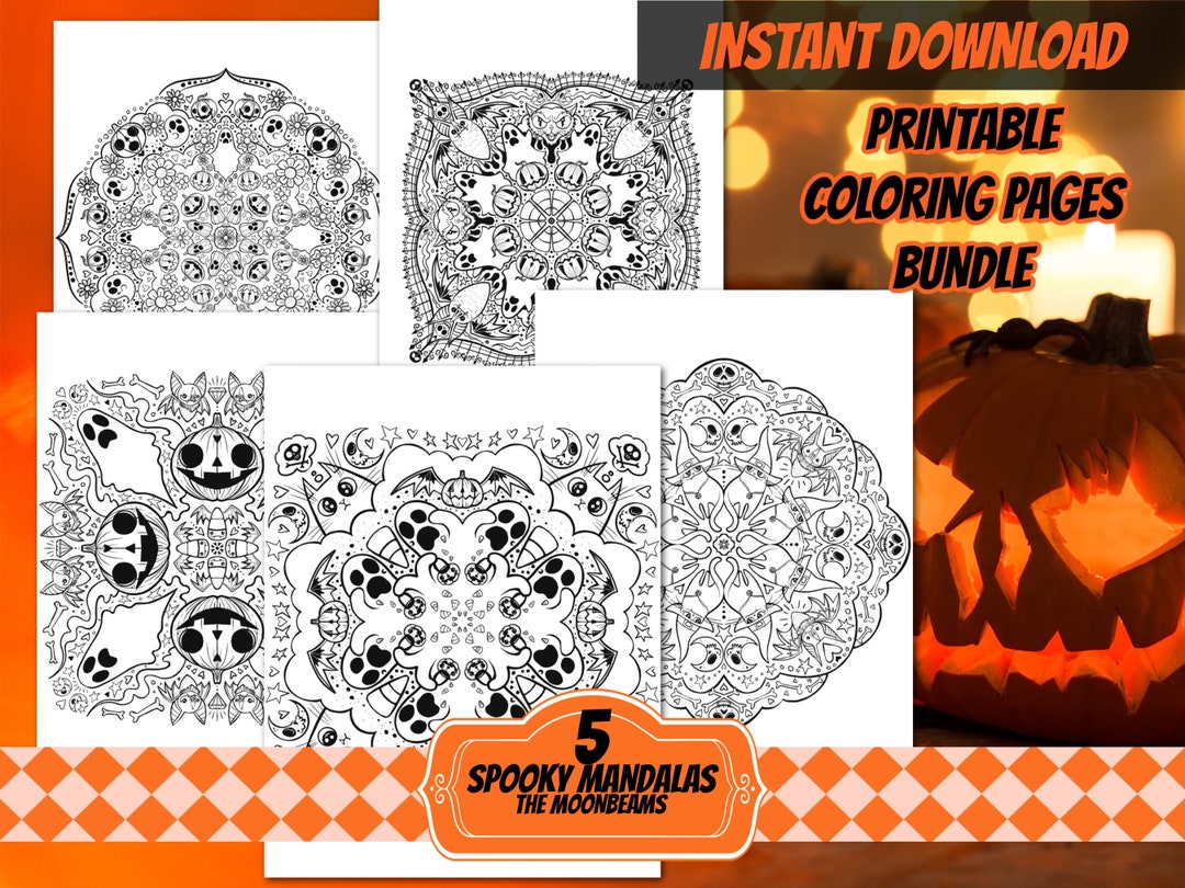 Spooky Mandalas Printable Coloring Pages for Kids and Adults Halloween ...