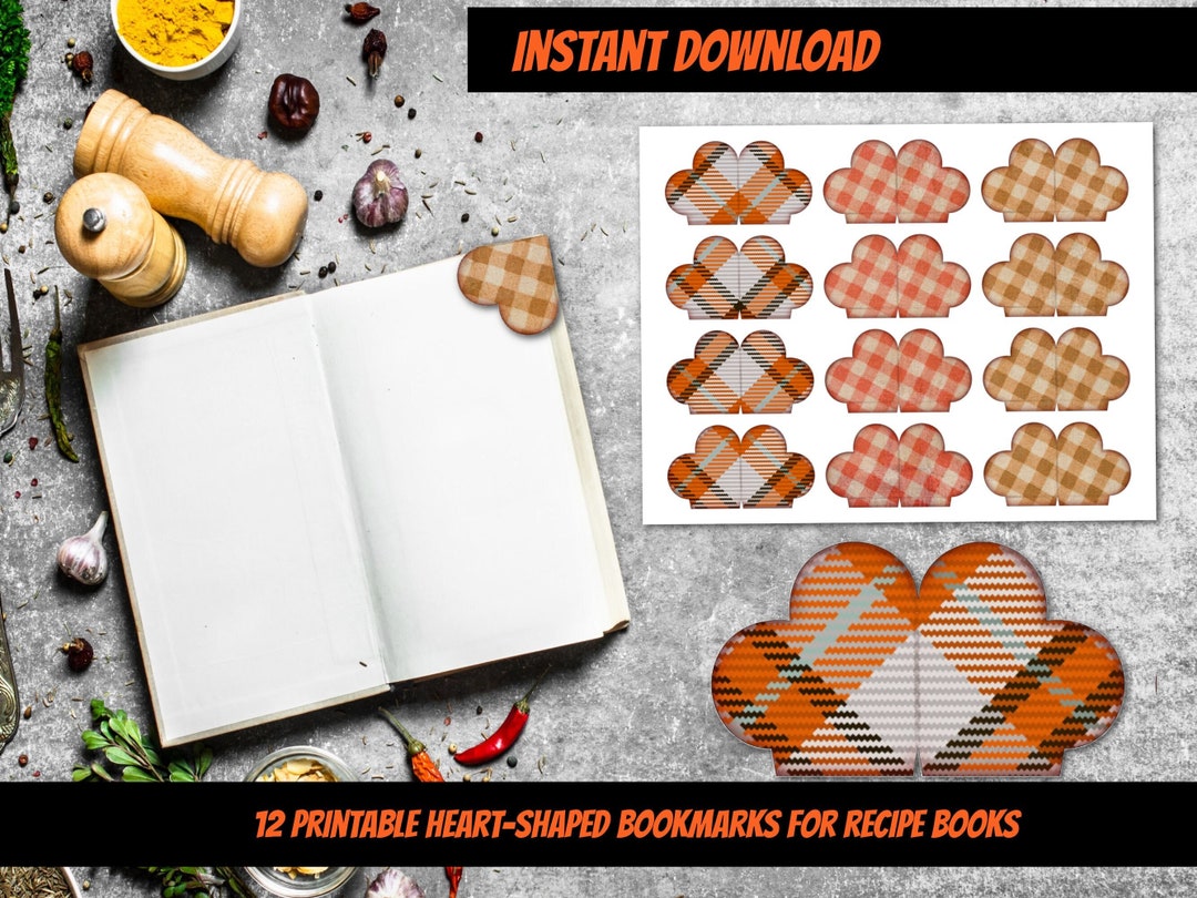 12 PRINTABLE Heart Shaped Gingham Corner Bookmark Bundle Digital ...