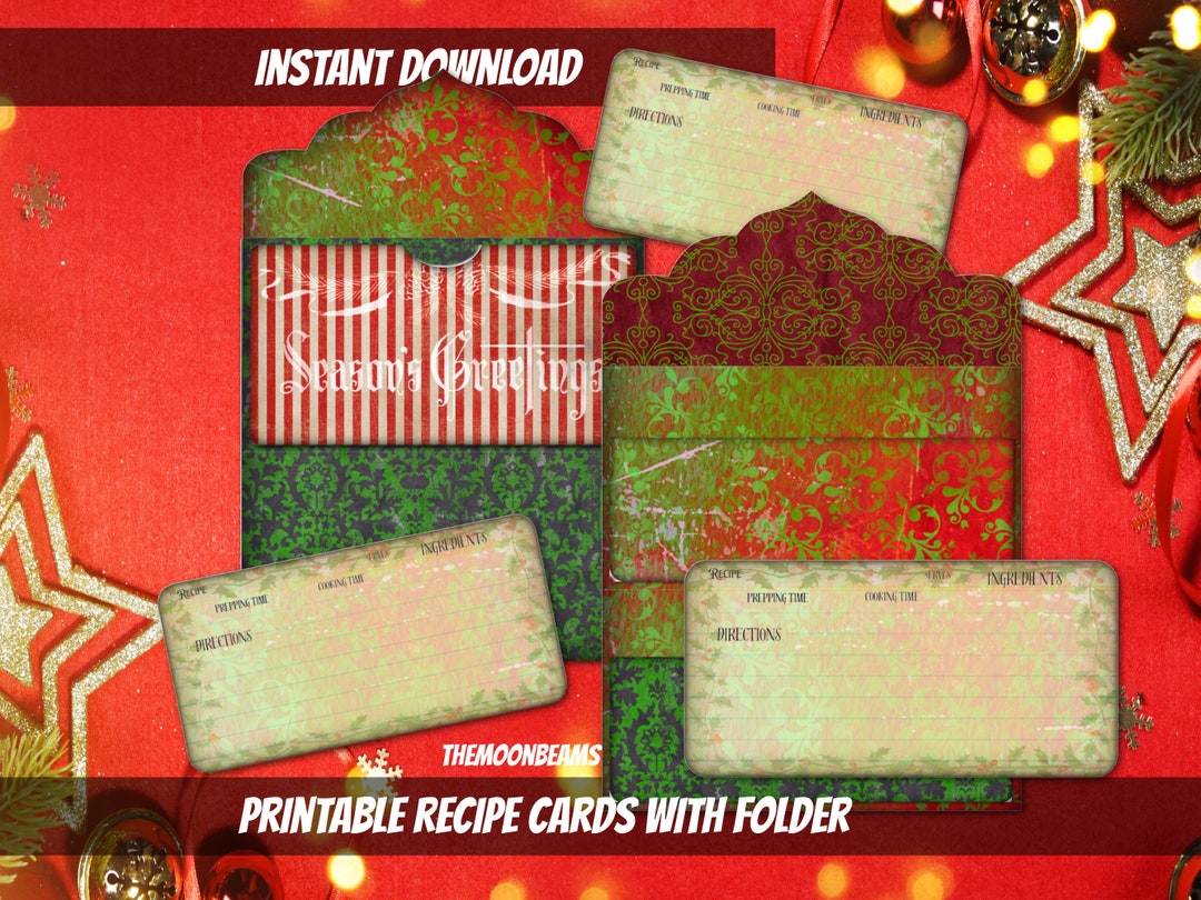 PRINTABLE Vintage Christmas Recipe Folder With Blank Recipe Cards Junk ...