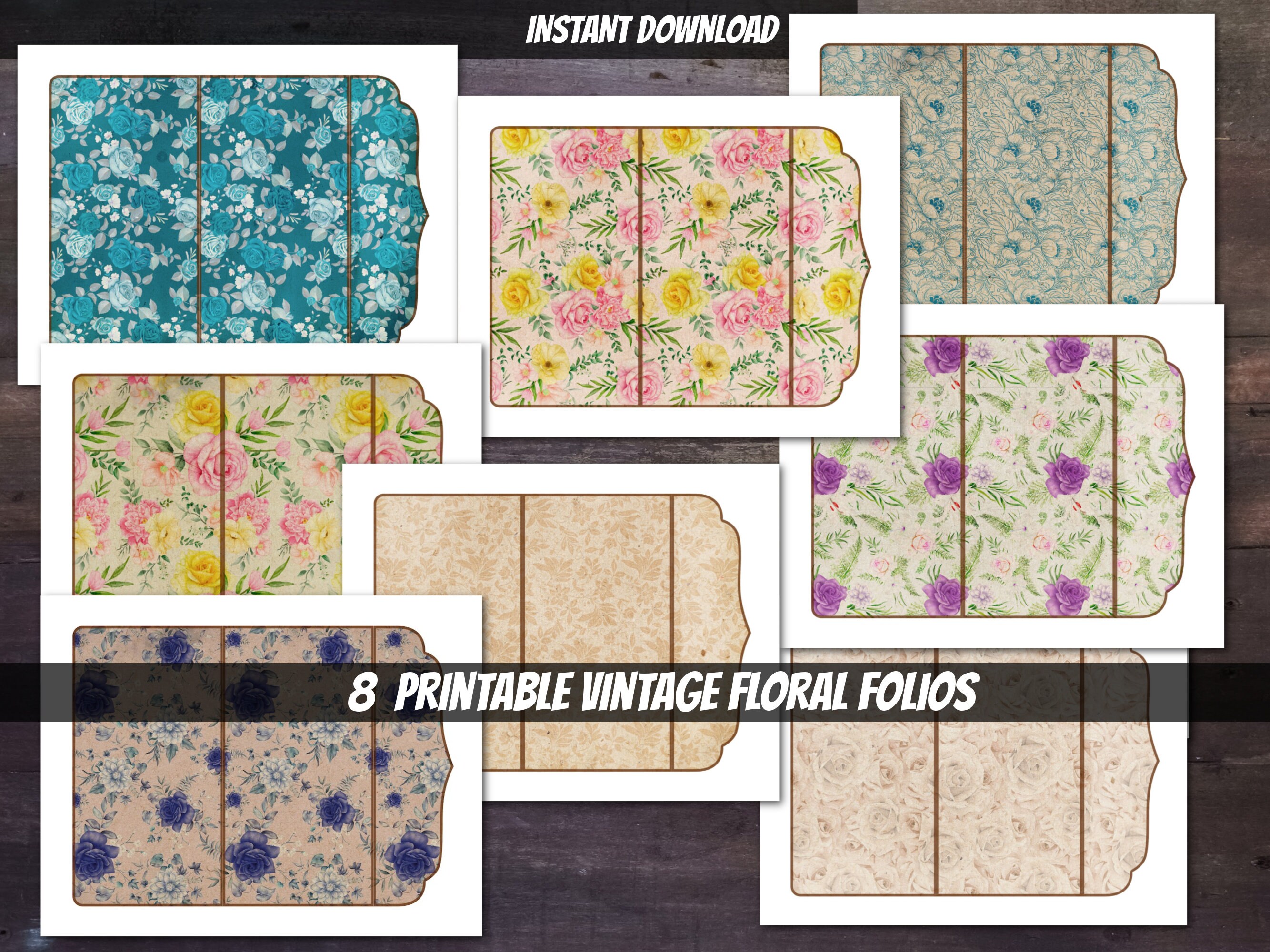 SUPER Bundle-printable Vintage Floral Junk Journal Folio Bundle-flowers ...