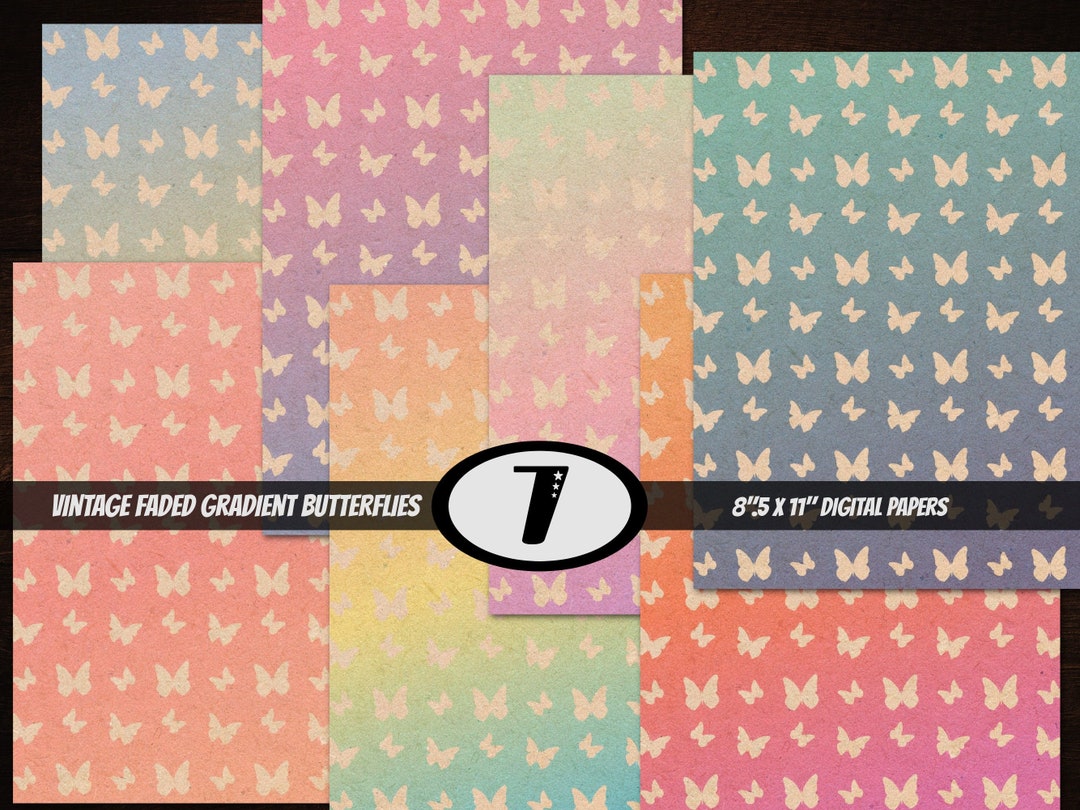 PRINTABLE Faded Gradient Butterfly Digital Papers for Vintage Junk ...