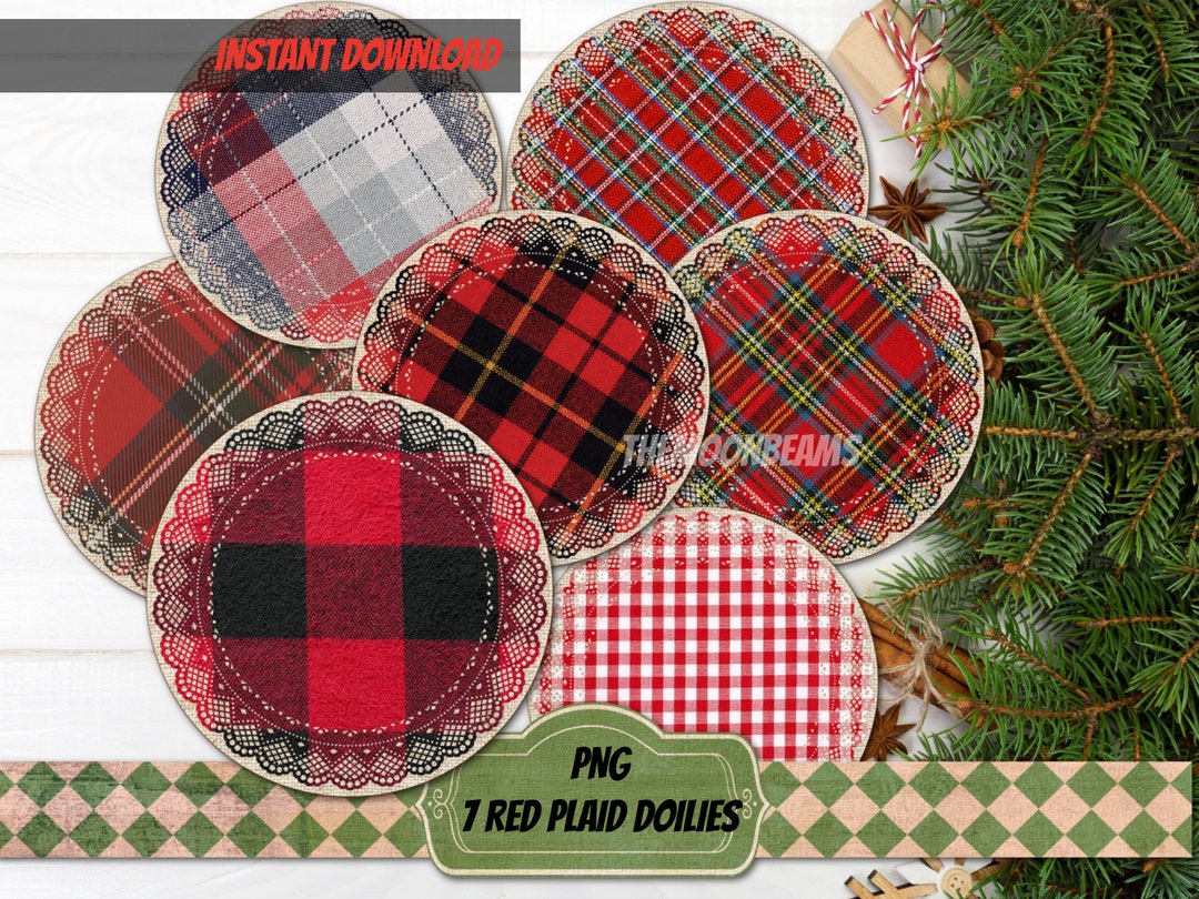 PNG Red Plaid Christmas Doilies Bundle-christmas Round Images - Etsy