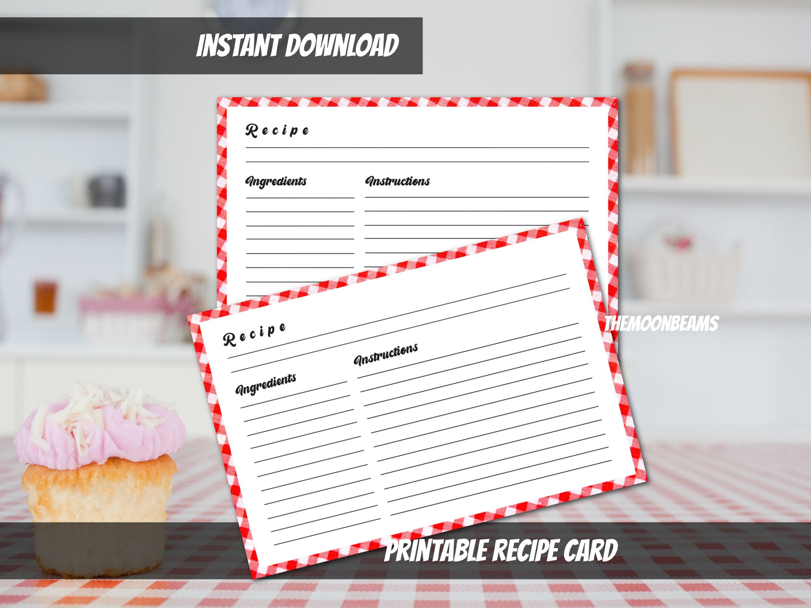 PRINTABLE Blank Recipe Cards-classic Printable Recipe Cards-cooking ...