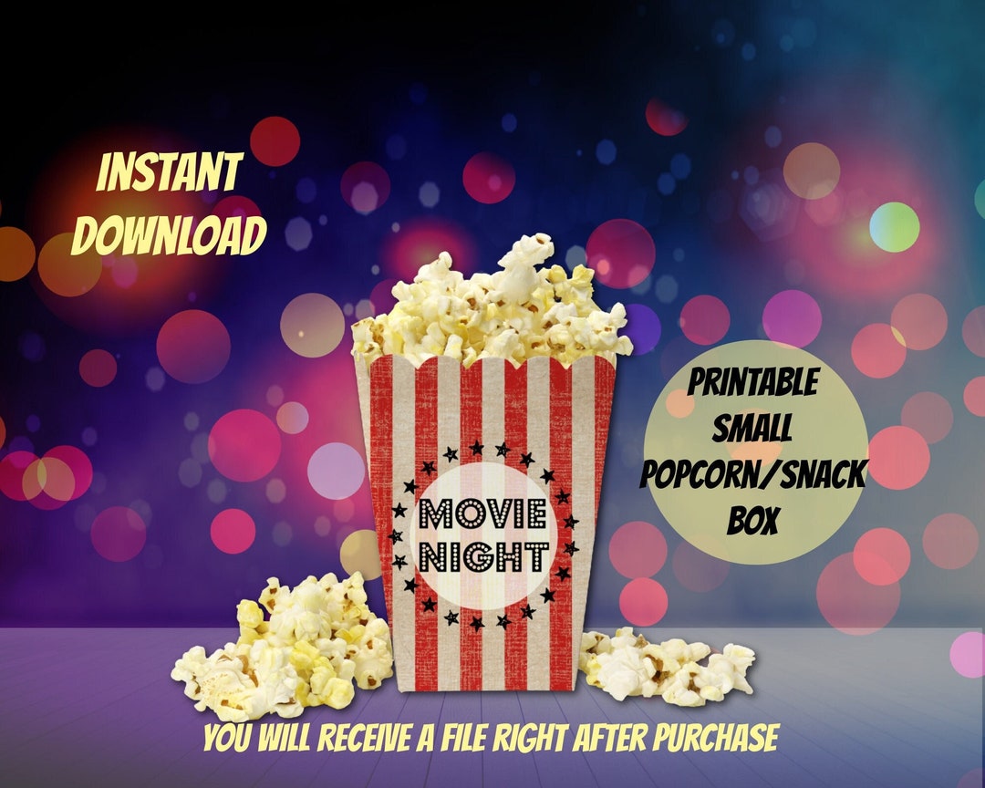 PRINTABLE Small Popcorn Box-movies Night-printable Snack Box-small ...