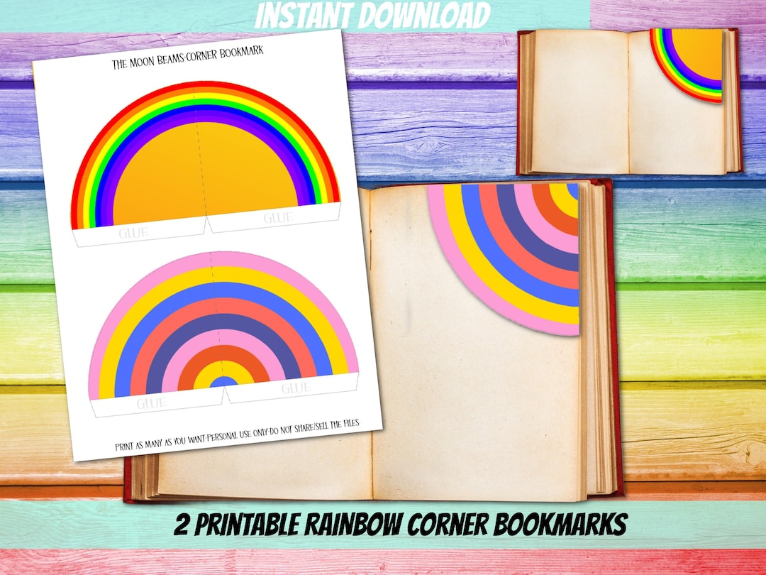 PRINTABLE Rainbow Corner Digital Bookmark Bundle Junk Journal Boho ...