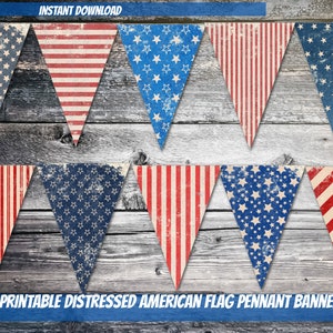 PRINTABLE Distressed American Flag Pennant Bunting Banner Digital ...