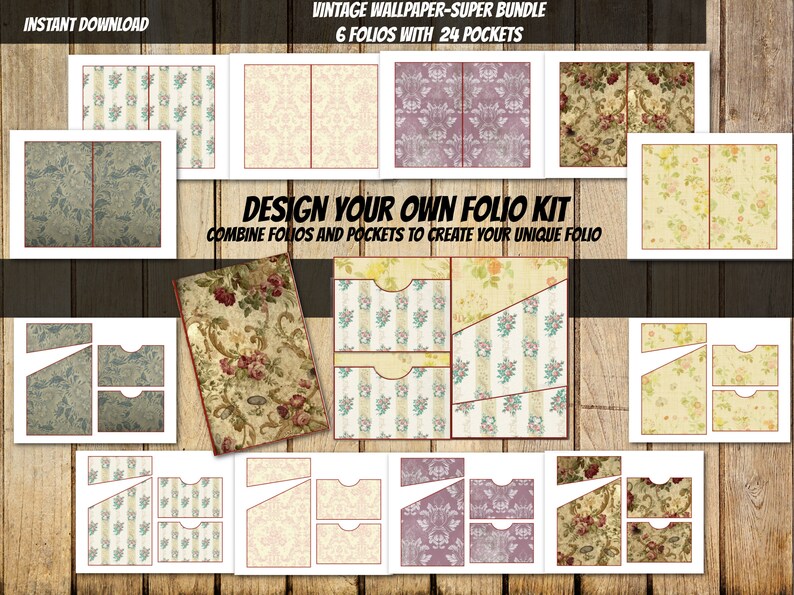 SUPER BUNDLE Printable Vintage Floral Junk Journal Folio Bundle ...