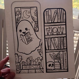 PRINTABLE Coloring Bookmark Digital File Only Spooky Printable Bookmark ...