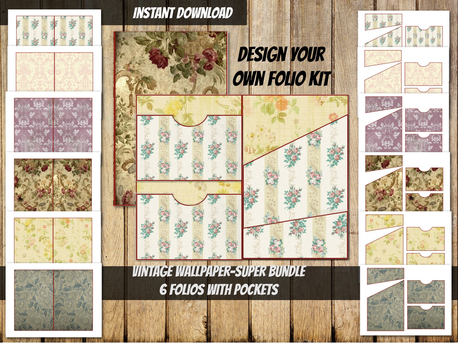 SUPER BUNDLE Printable Vintage Floral Junk Journal Folio Bundle ...